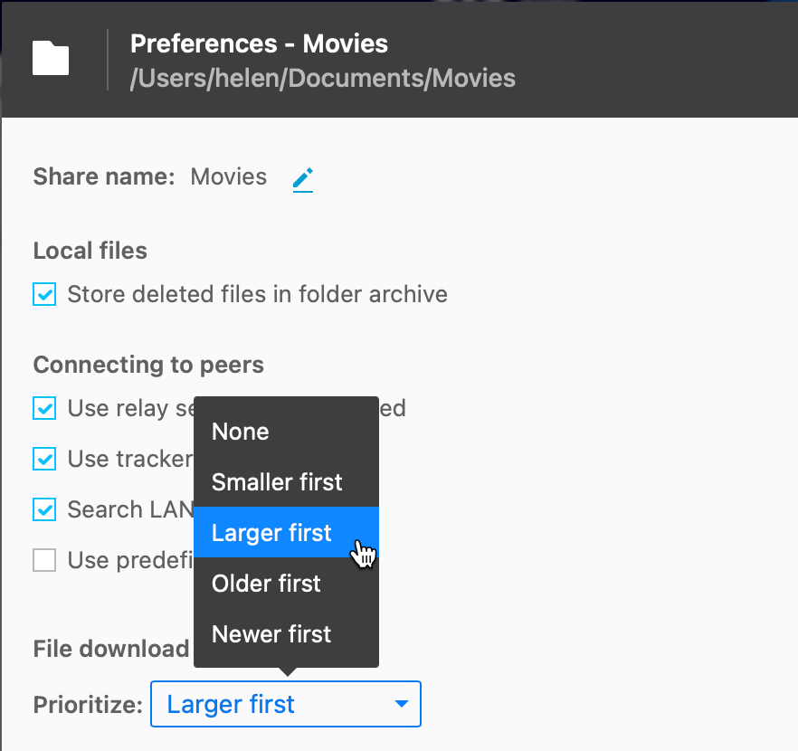 File download priority – Resilio Sync
